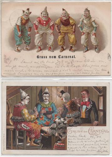 LOT VON 5 AK LITHOS CARNEVAL FASCHING FASTNACHT CLOWNS WUNDERSCHON ...