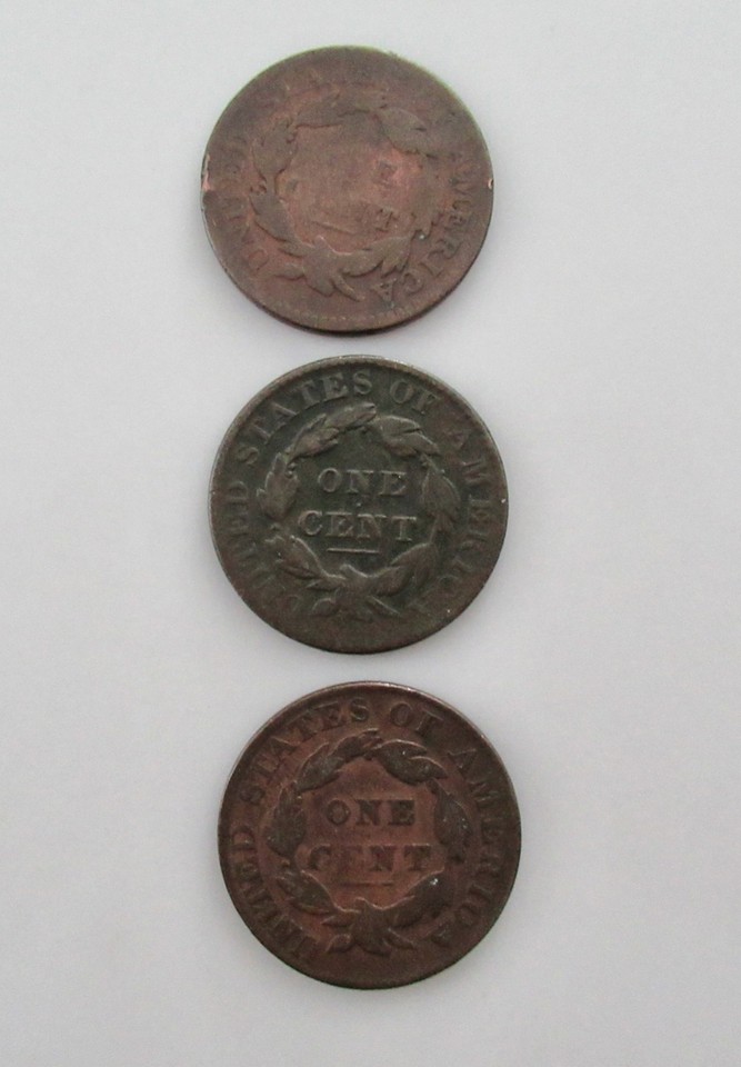 1819, 1830, 1929 One Cent Coronet Head Copper Coins, 3 pc Lot | eBay