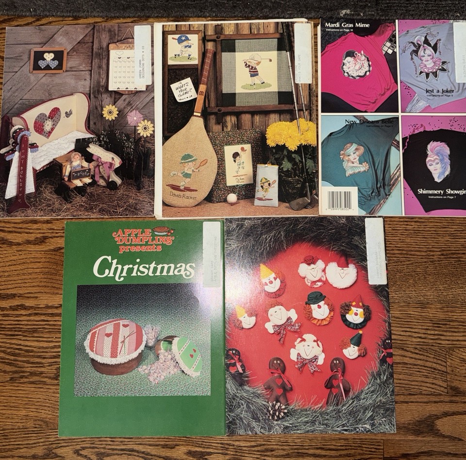 Lot 5 Vintage Craft Pattern Books Chris Gleaton JoAnn Green Apple ...
