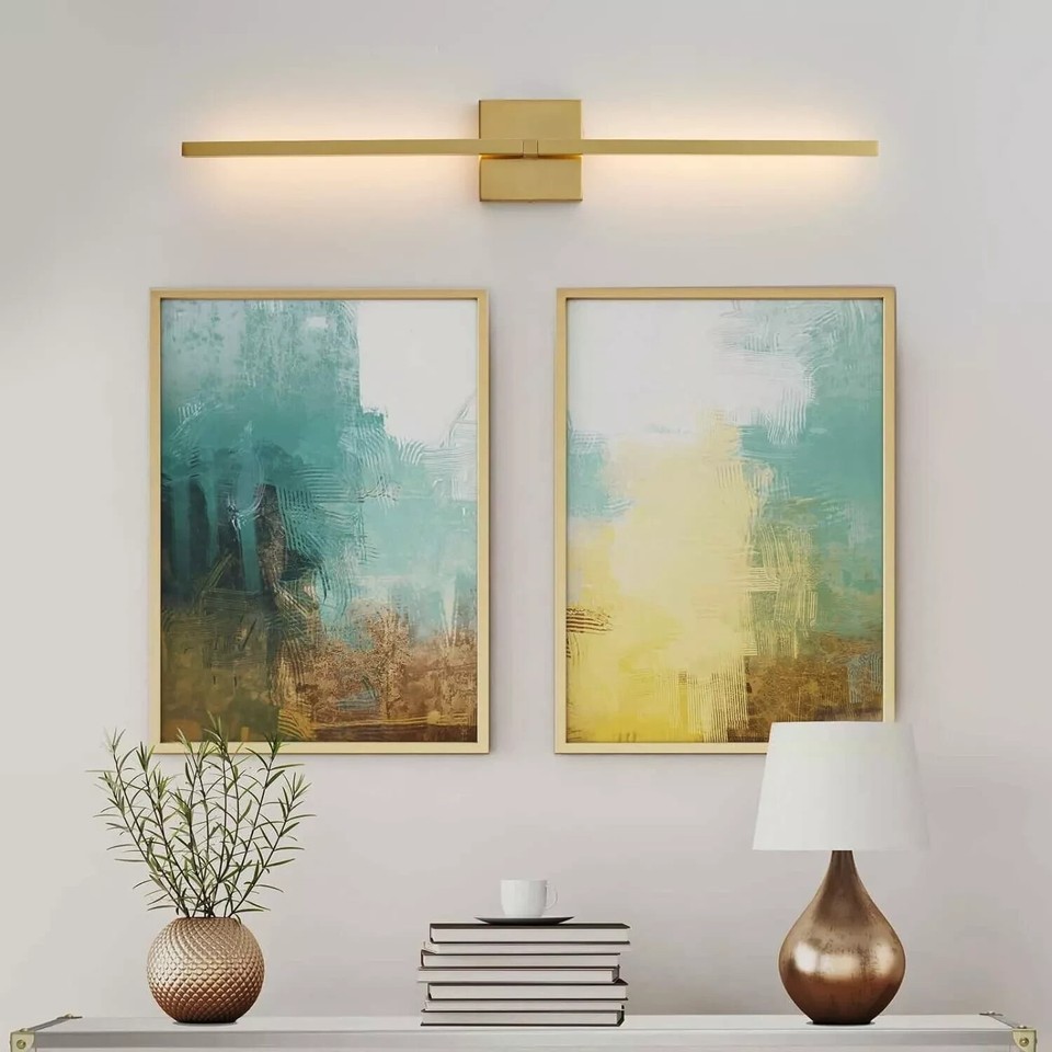 Gold Bathroom Vanity Light Fixtures 30 inch Rotatable Modern LED Vanity ...