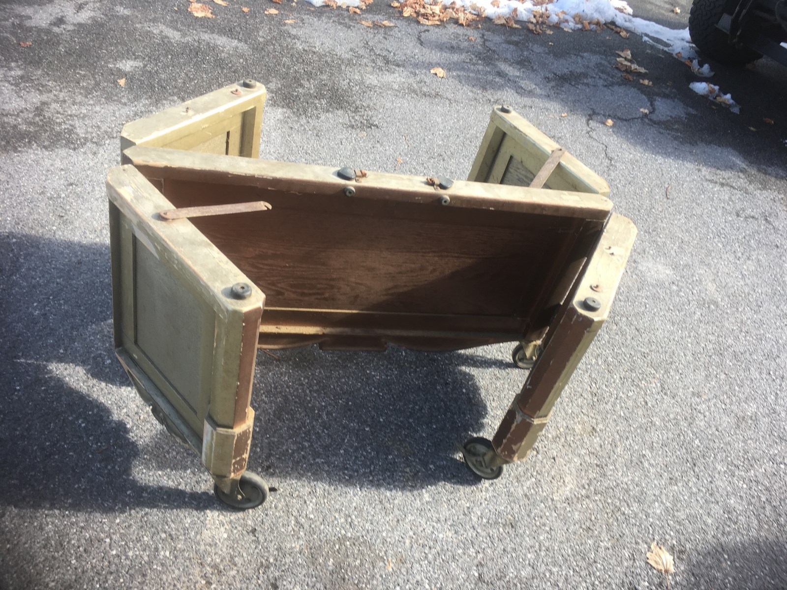 Antique Wooden Coffin Stand Vtg Casket Stand / Cart Bier Gothic Coffee ...