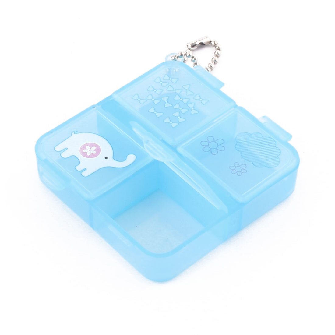 Household Plastic Square 4 Compartments Pill Container Box Blue | eBay
