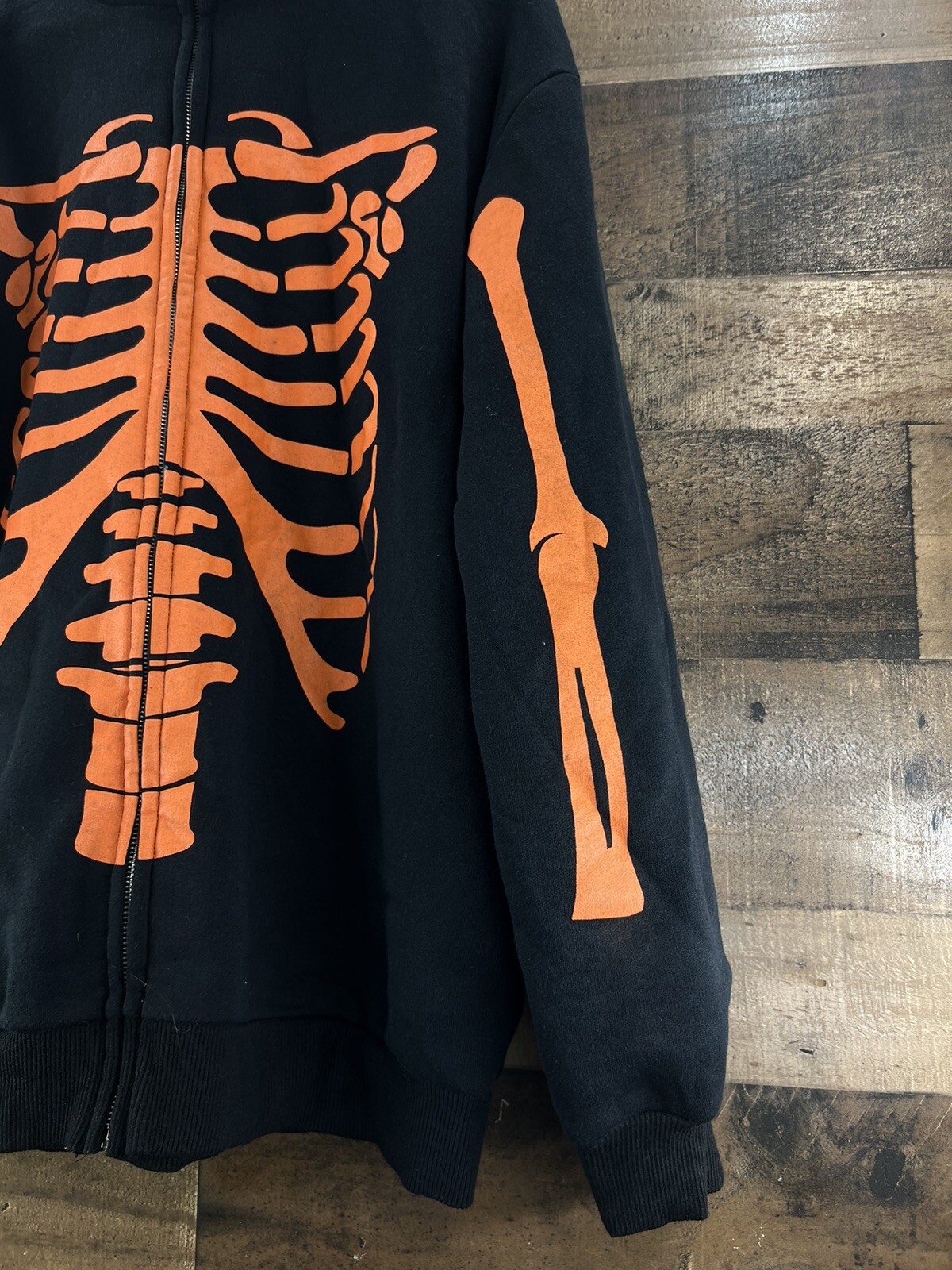 RARE BoohooMAN Black Skeleton Zip Hooded Jacket Hoodie Size Medium | eBay