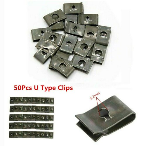50Pack Metal Car Speed Fastener Clips Screw U-Nuts Self Tapping Spring ...