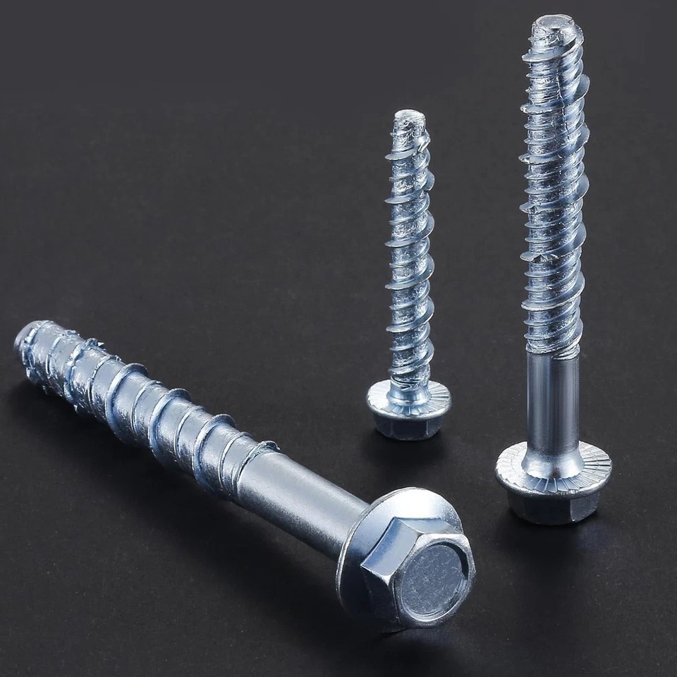 1/2" x 5" Zinc Plated Large Diameter Concrete Screw Actual Thickness 9/ ...
