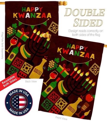 Kwanzaa Mazao House Flag 2 pcs Pack Black History Kinara Candles ...