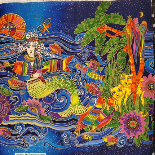 Rare Beautiful Sewing Quilt Fabric Artist Laurel Burch OOP "Ocean Songs ...