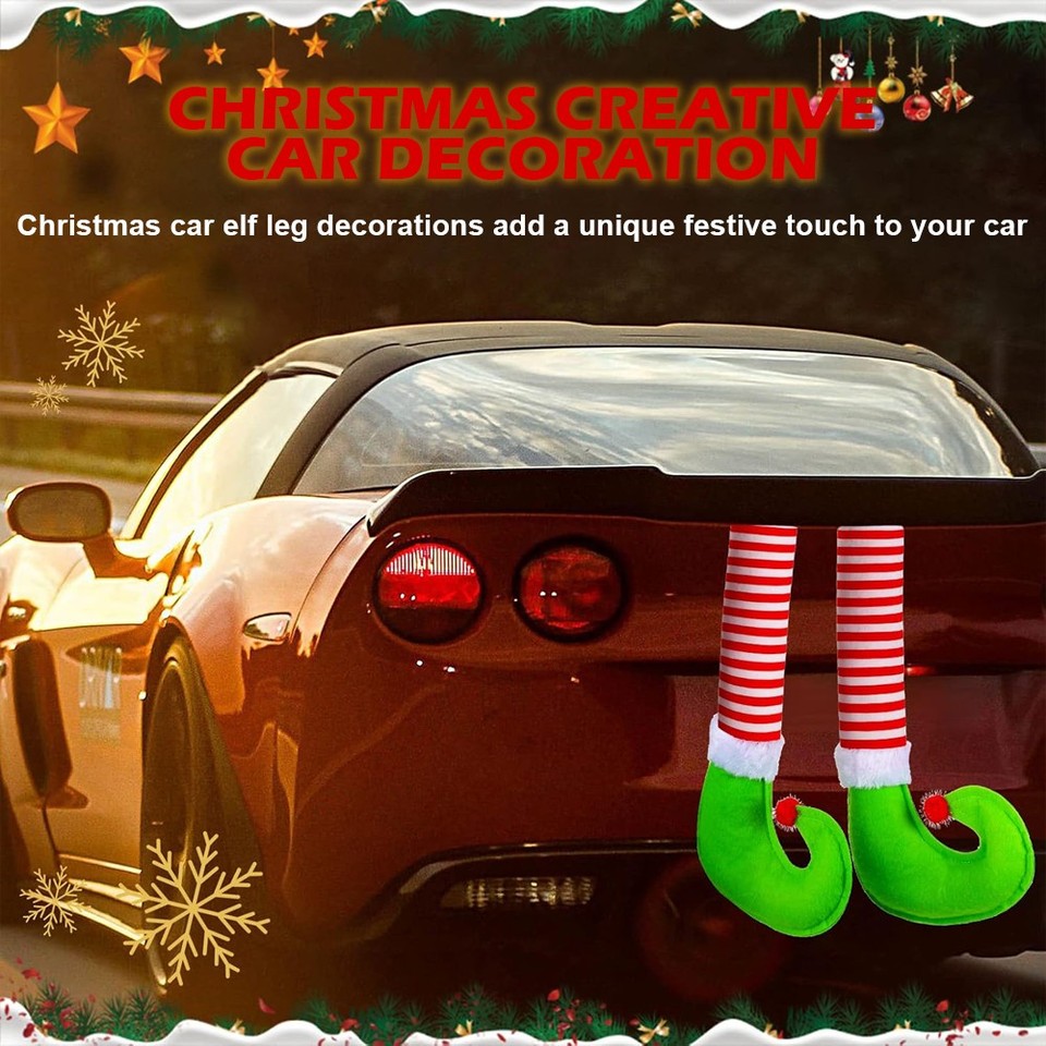 Christmas Elf Legs Car Trunk Hanging Decoration with LED Lights Party ...