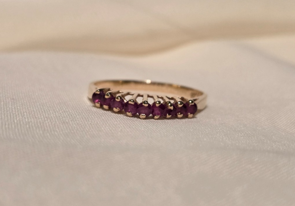 Nine Stone Ruby Stack Ring 14K Yellow Gold | eBay