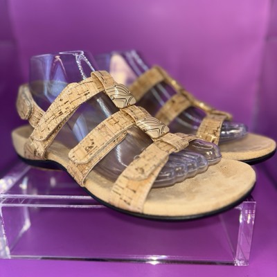 Vionic SANDALS Women’s 7 M AMBER ADJUSTABLE Gold Cork Tan Comfort Shoe ...