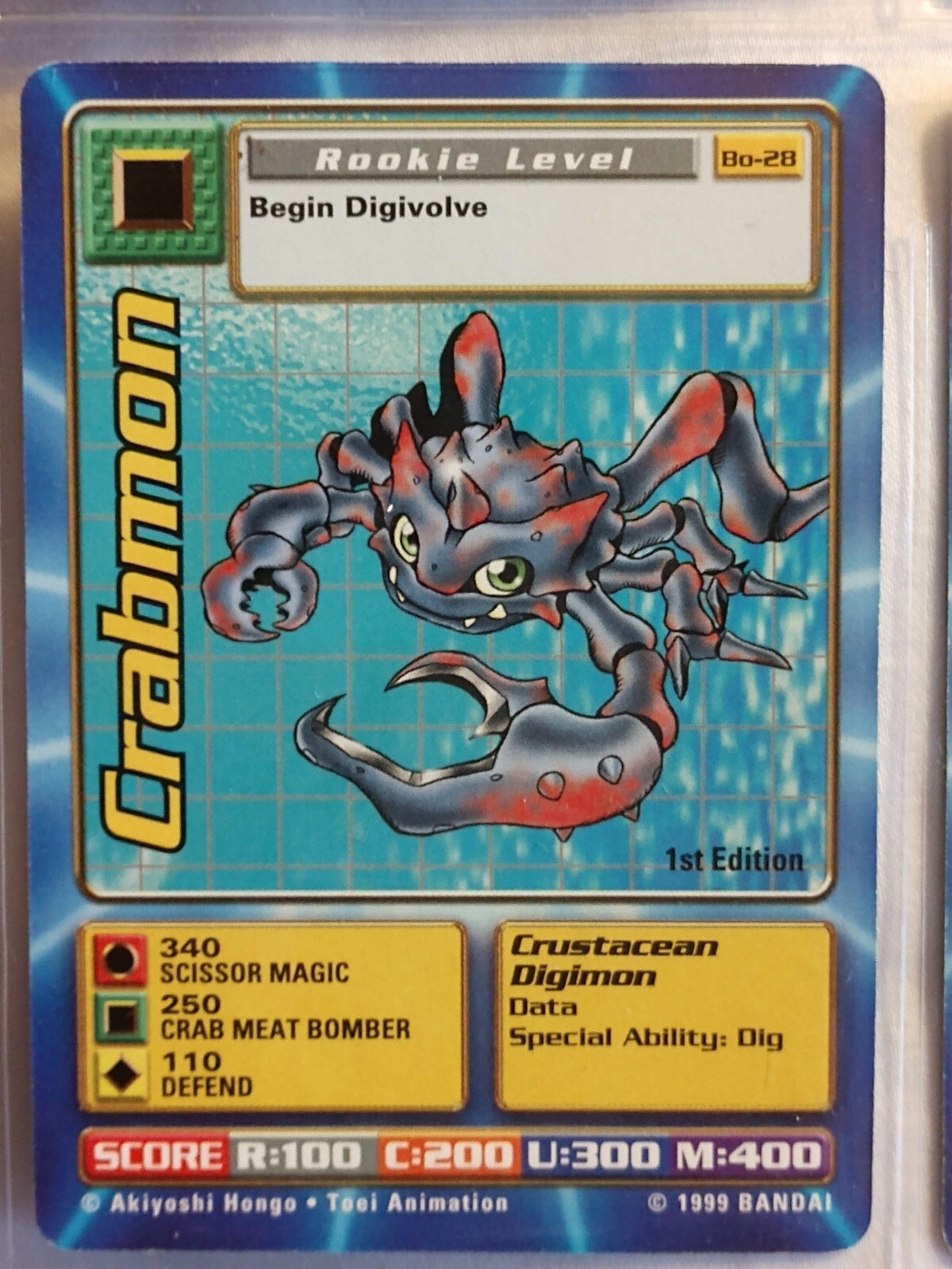 Digimon Card, Crabmon, Rookie Level B0-28 1999 Bandai | eBay