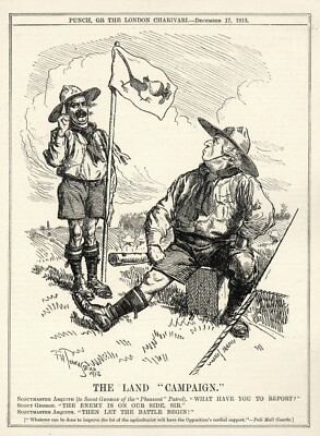 RARE 1913 CARTOON - Lloyd George & Asquith (Boy Scouts) LAND QUESTION ...