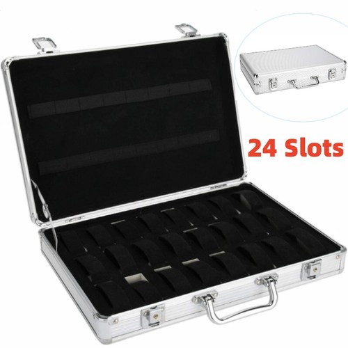 Aluminum Watch Case 24 Grids Briefcase Storage Box Watches Collectors ...