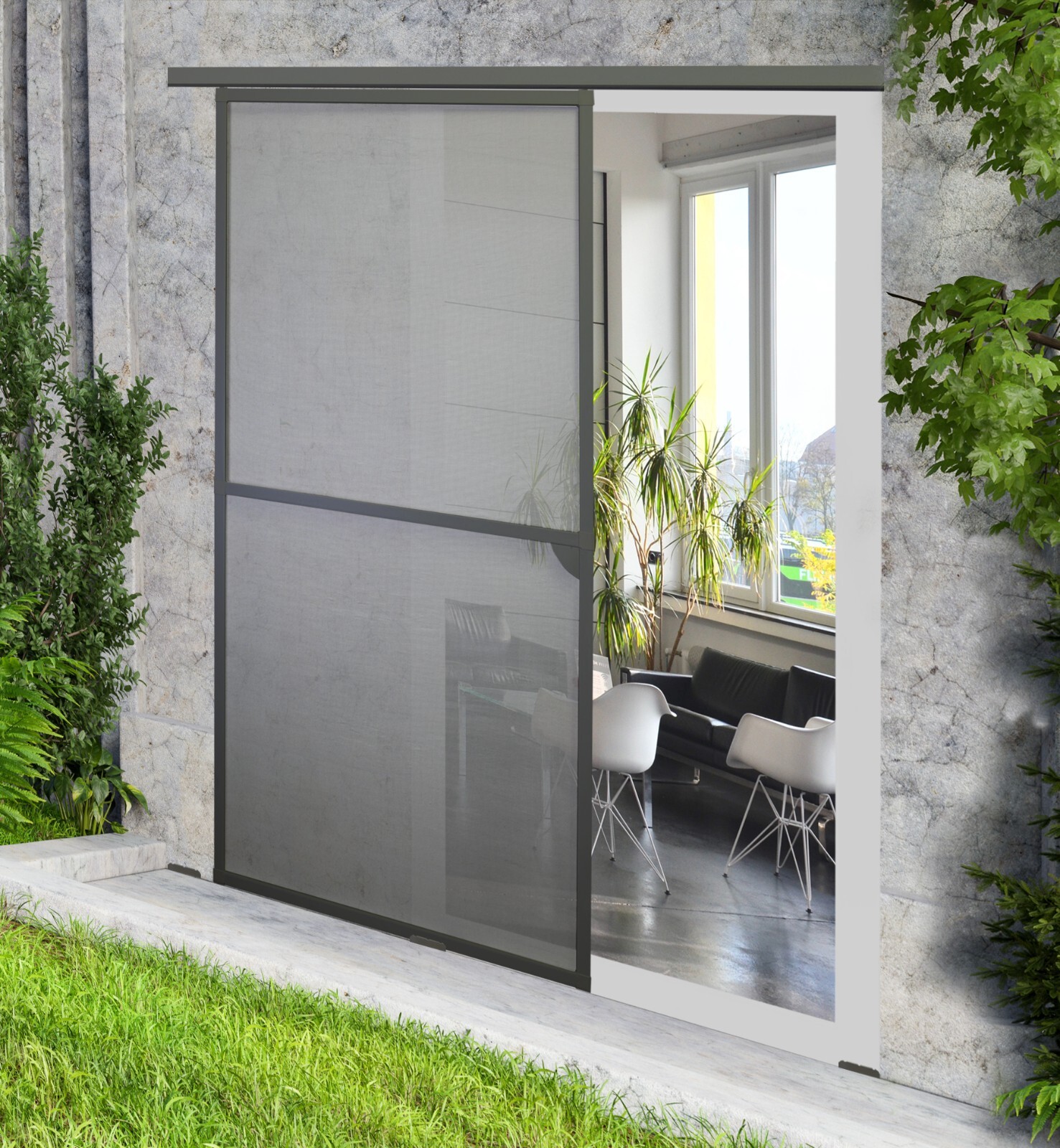 Insektenschutztür Schiebetür 120x240cm Fliegengitter Moskito Alu Rahmen ...