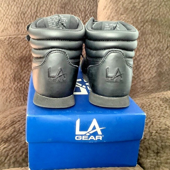 L.A.GEAR Women´s Vintage Series Black High Top Leather Sneakers Size 7 ...