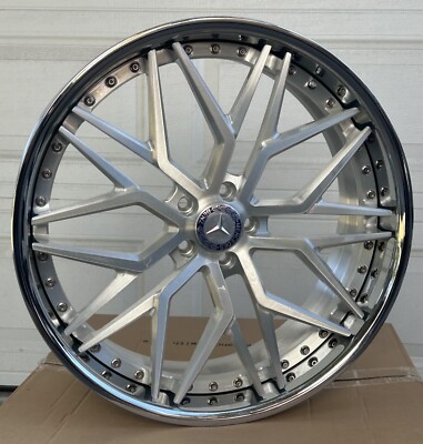 Forged 3 Piece Custom Wheels Mercedes S Class 22x9 Brushed Silver SET 4 ...