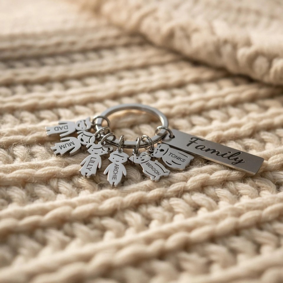 Personalised Family Keyring Set: Engraved Stainless Steel Gift, Mum ...