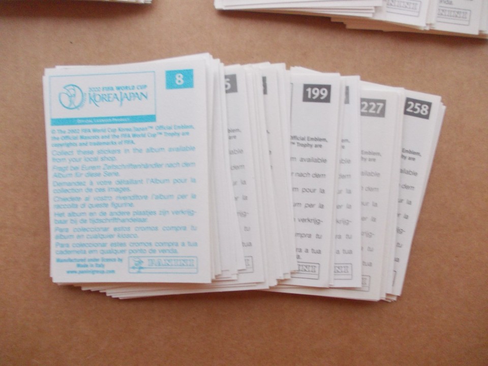 football stickers 138 ALL DIFFERENT PANINI WORLD CUP 2002 STICKERS ...