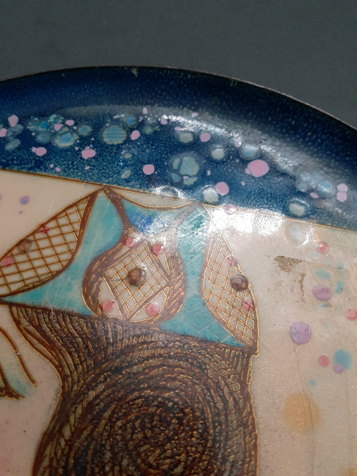 Original Doris Hall enamel on copper Art Deco portrait plate, 8 inches ...