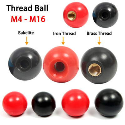 Bakelite Plastic Ball Handle Knob M4 M6 M8 M10 M12 M16 Thread Ball Dia ...