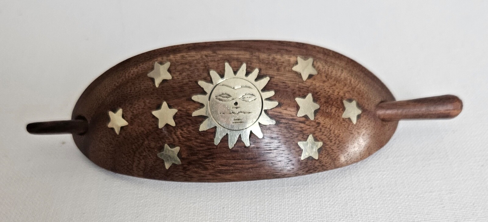 Sun Celestial Stars Wood Brass Inlay Hair Slider Slid… - Gem