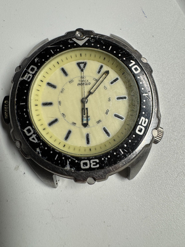 Timex 1995 Dive Quartz Watch 46MM Rotating Bezel Scratched New Battery ...