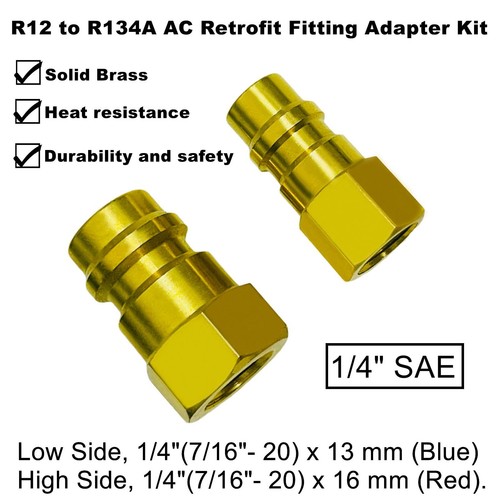 VOTNMIC R12 to R134A AC Retrofit Fitting Adapter Kit, Solid Brass R12 ...