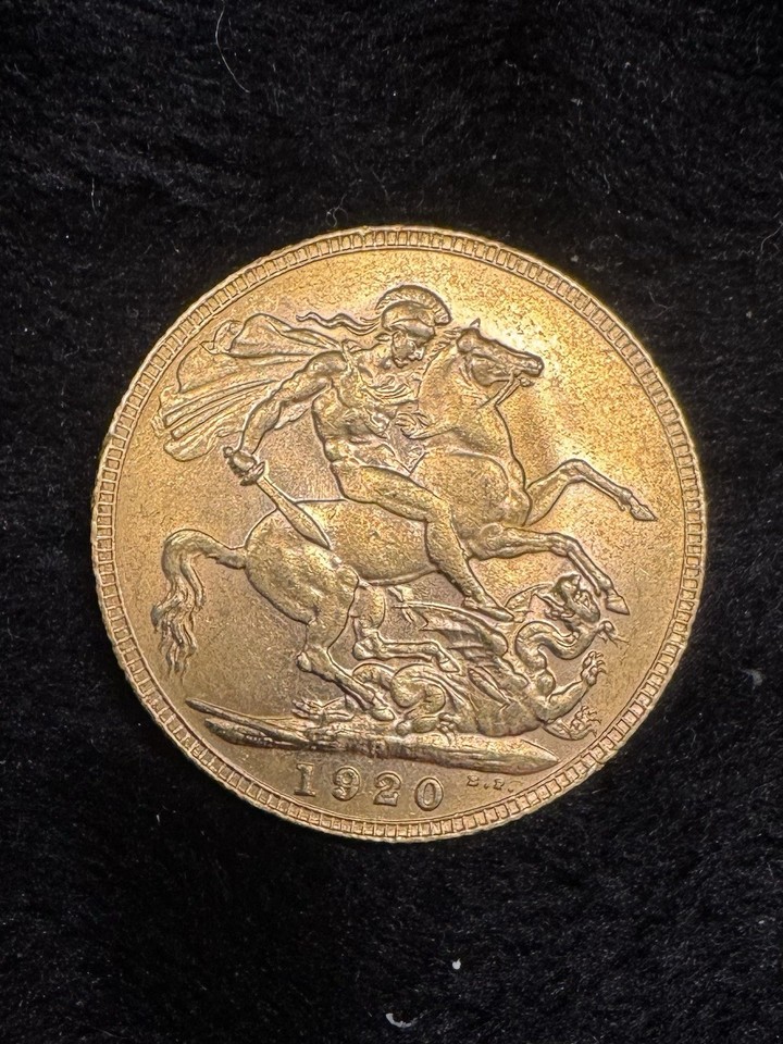 1920 Great Britain Gold Sovereign Coin-King George V-Circulated- INV ...