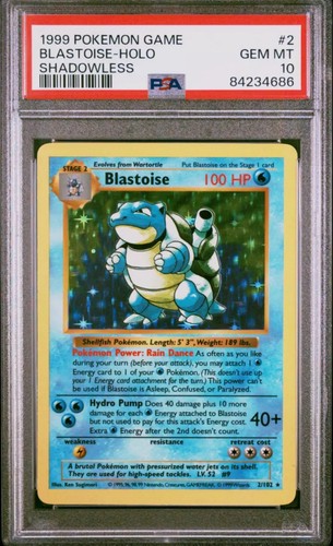 1999 Pokemon Base Set Shadowless Holo Blastoise #2 GEM MINT - PSA 10 | eBay