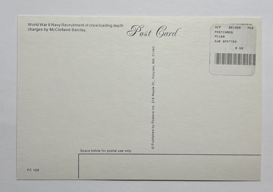 Sub Spotted Let Em Have it Postcard World War II Navy Recruitment ...