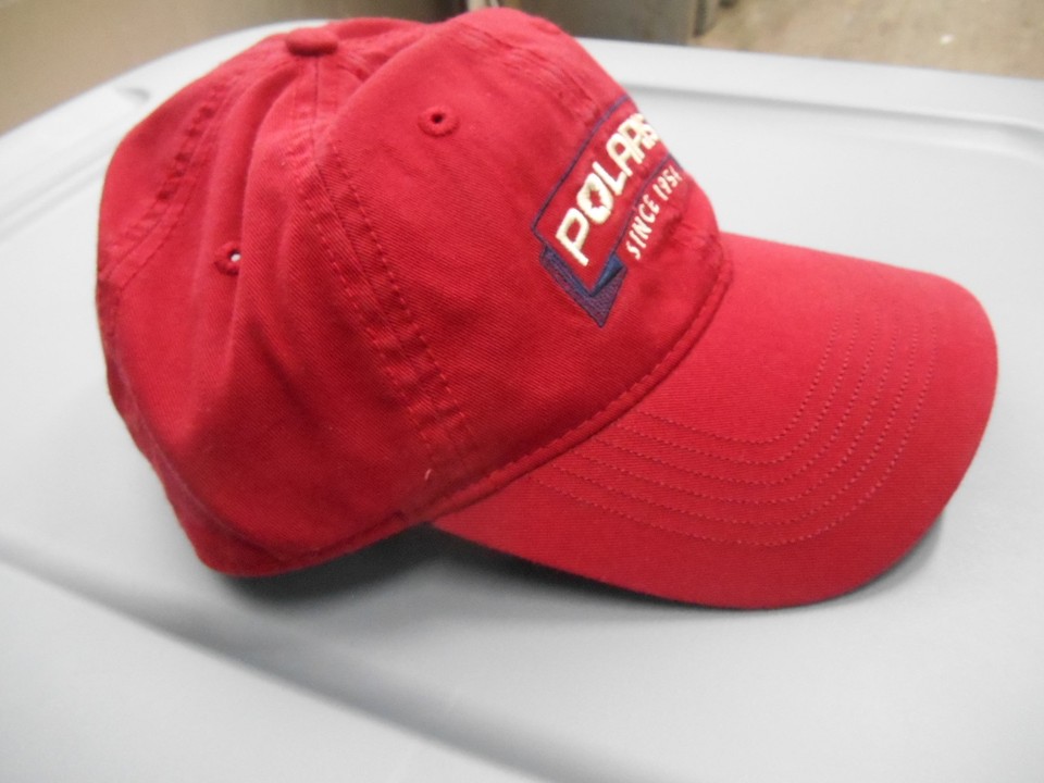 NOS Polaris Embroidered Logo Men's Red Adjustable Trucker Baseball Cap ...