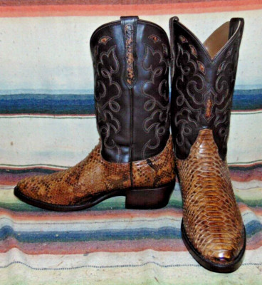 Mens Rujo The Zeke Brown Snakeskin / Leather Cowboy Boots 12 D New w/o ...