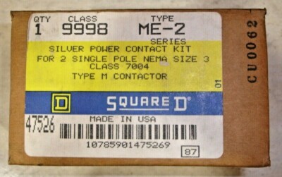 Square D 9998ME-2 Silver Power Contact Kit Type M Contactor 2 pole Size ...