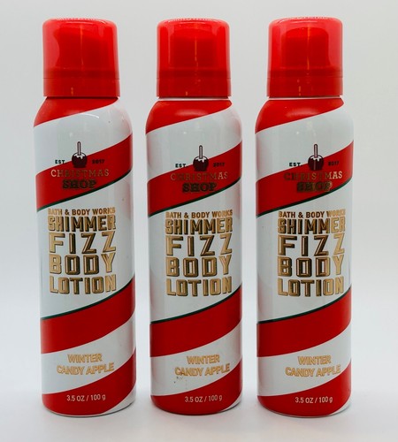 3-Pack Bath & Body Works WINTER CANDY APPLE Shimmer Fizz Body Lotion 3. ...