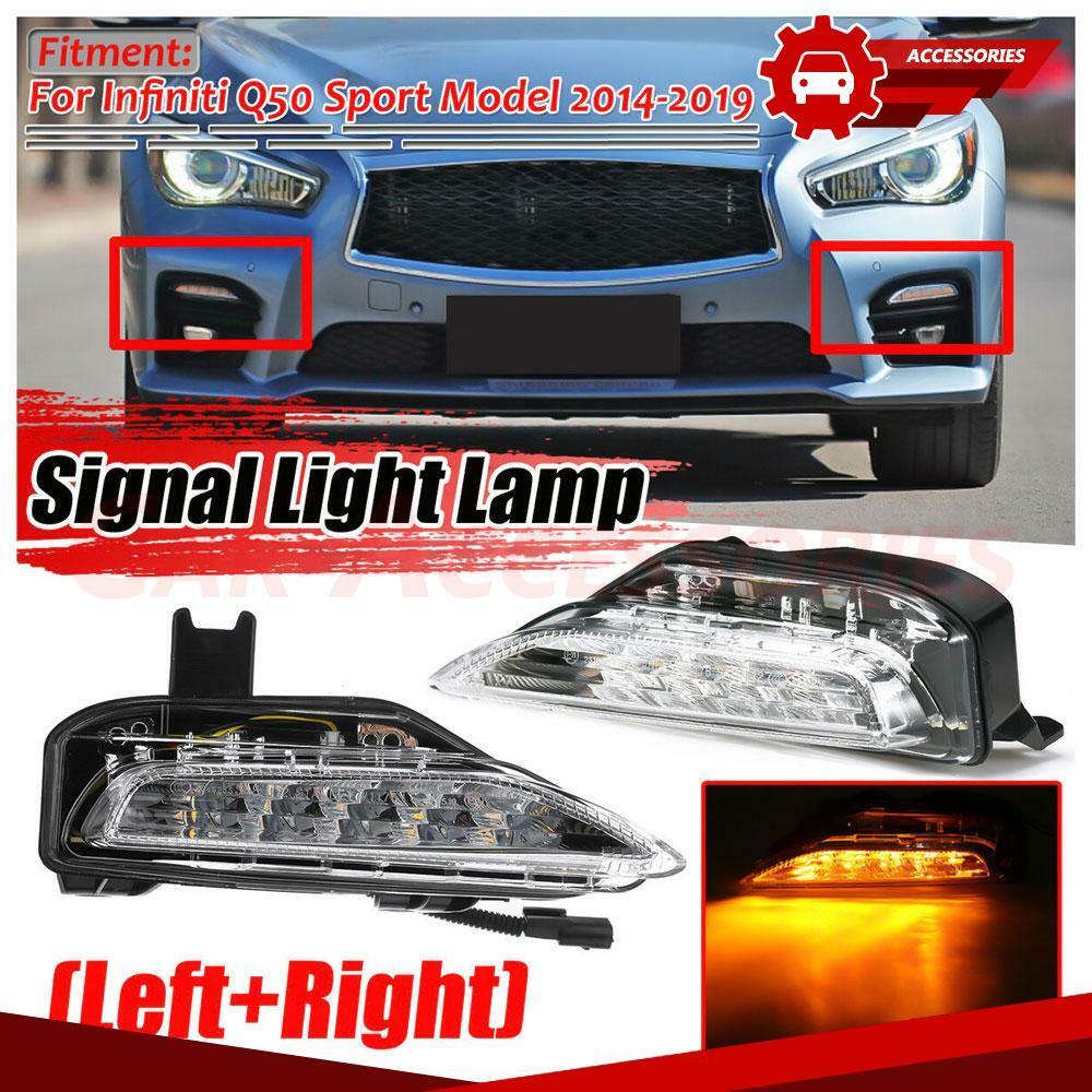 For Infiniti Q50 Q50S Sport 2014-2020 Frontt LED Turn Signal Fog Light ...