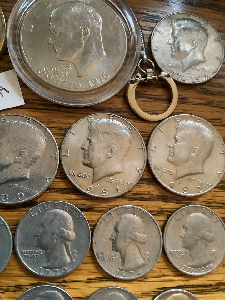 Large Estate Sale Lot Eisenhower Dollars Nickels Dimes Pennie Coin Keychains | eBay