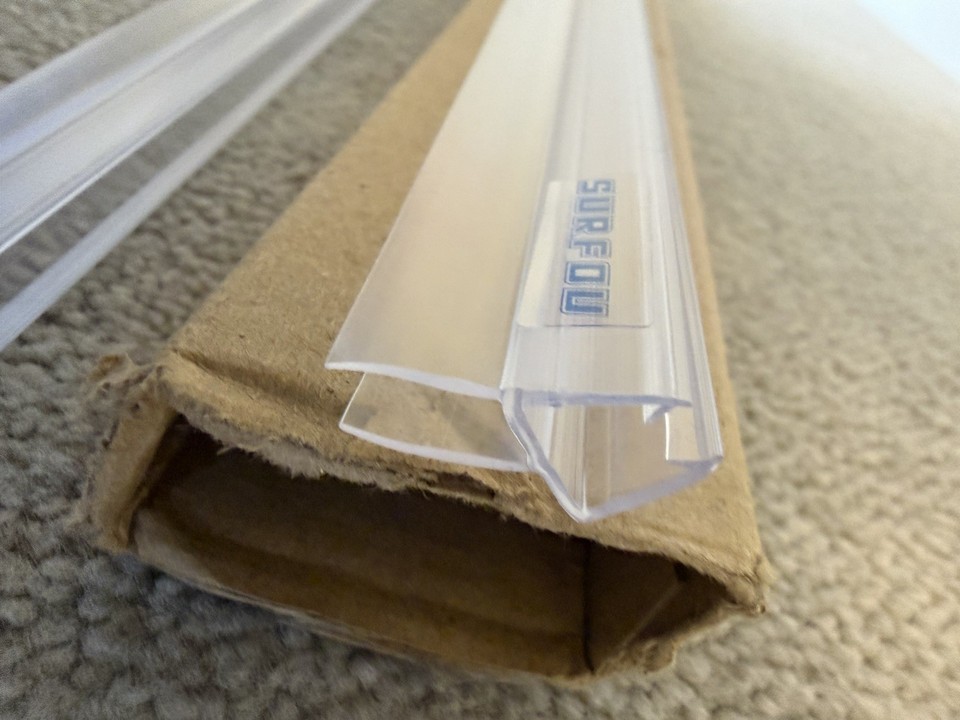 2x 1m Shower Door Bottom Seal Strip Clear PVC Glass Screen Water Drip ...