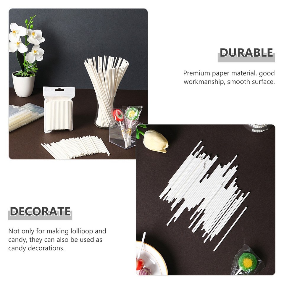 300pcs Cake Sticks Lollipop Making Sticks Chocolate Wrapping Paper ...