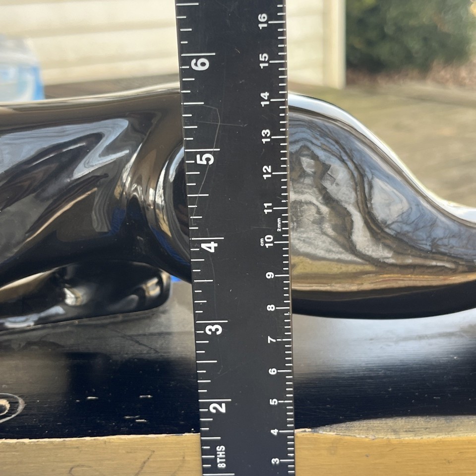 MCM Ceramic Crouching Black Panther Figure Statue Green Emerald Eyes ...