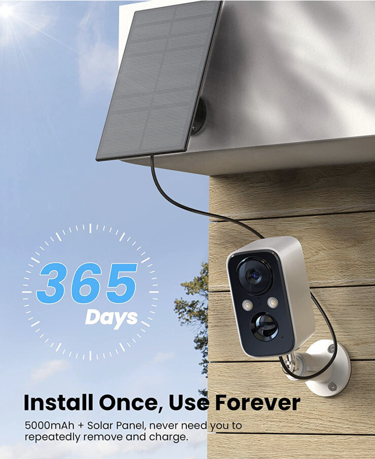 NEW- FOAOOD- DF220- Security Cameras Wireless Outdoor with Solar Panel ...