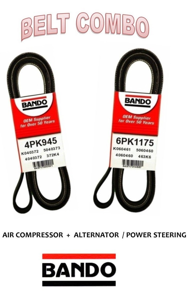 2003-2006 FX35 G35 V6 3.5L OEM Bando Serpentin Belt 2Pcs Drive Kit A/C ...