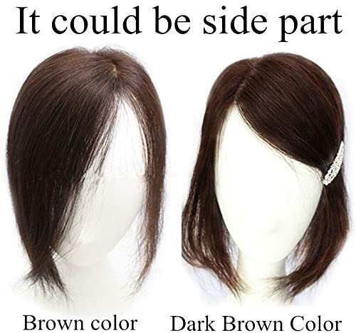 Women's 100% Real Human Hair Topper Toupee Clip Hairpiece Bangs Bob Top ...