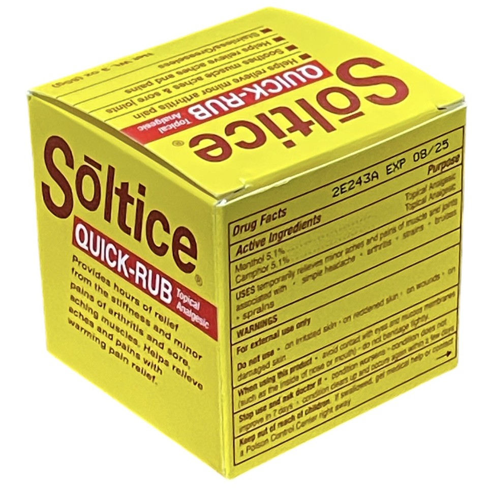 (1) Soltice Quick-Rub Topical Pain Reliever Analgesic Sealed Jar | eBay