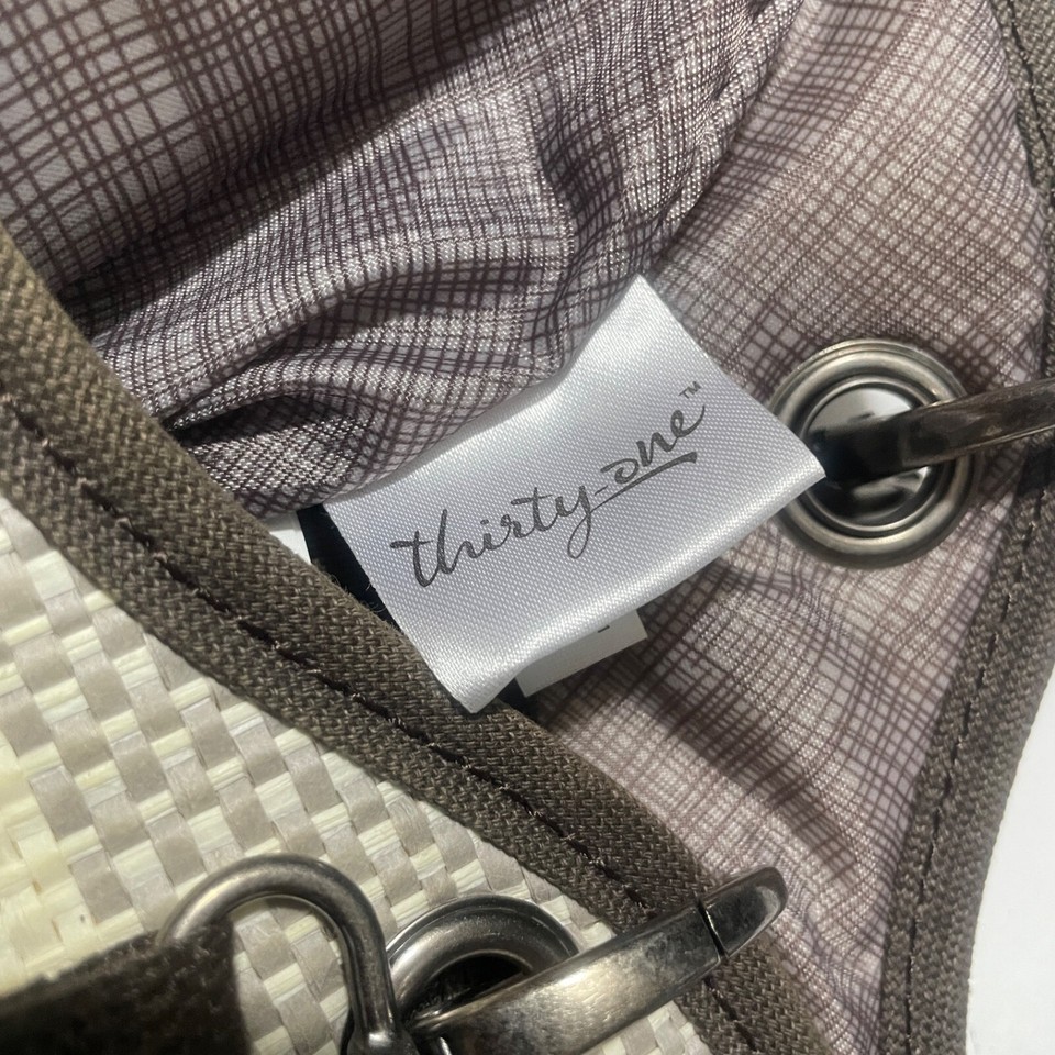 Thirty One NEW Bucket Bag Water Resistant Dual Strap Straw Beige Cream ...