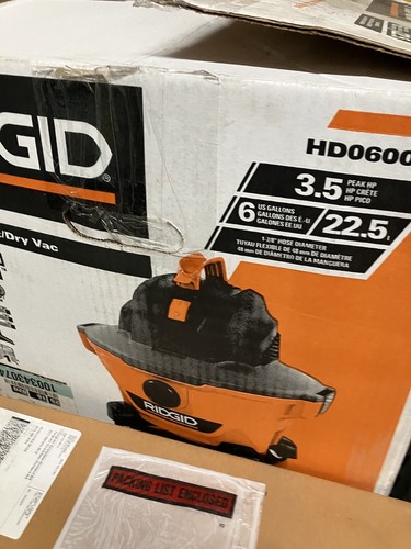 RIDGID HD06001 NXT Wet/Dry Shop Vacuum with Filter, Hose and ...