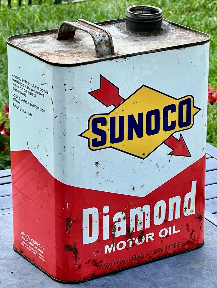 Vintage Two Gallon Sunoco Diamond Motor Oil Orange & White Advertising ...