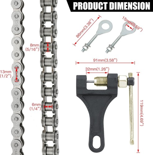 YOXUFA 420 Chain with Mini Bike Breaker Replacement for Coleman Mini ...