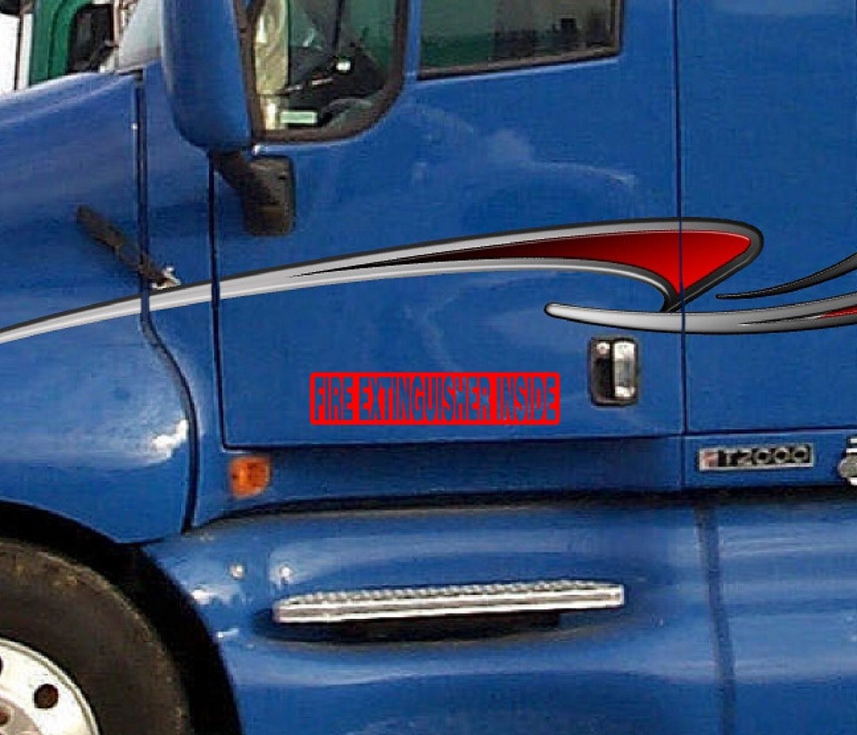 FIRE EXTINGUISHER INSIDE DECAL STICKER SEMI TRUCK 18 WHEELER 1 SET OF 2 ...