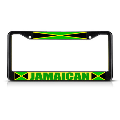 JAMAICA FLAG JAMAICAN COUNTRY Black Heavy Duty Metal License Plate ...