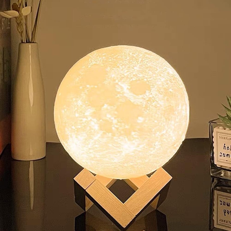 3D Printing Moon Lamp Moonlight USB LED Night Lunar Light Touch Color ...